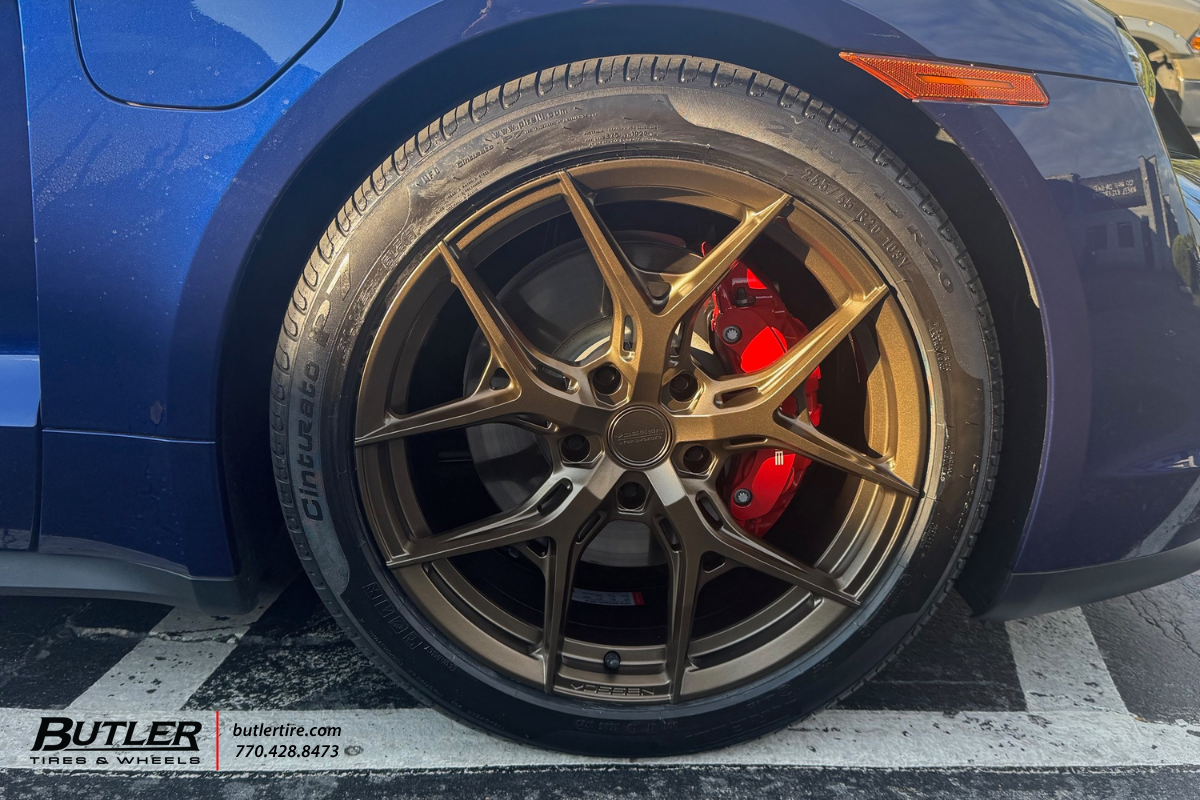 Porsche Taycan with 20in Vossen HF5 in satin bronze Wheels exclusively ...