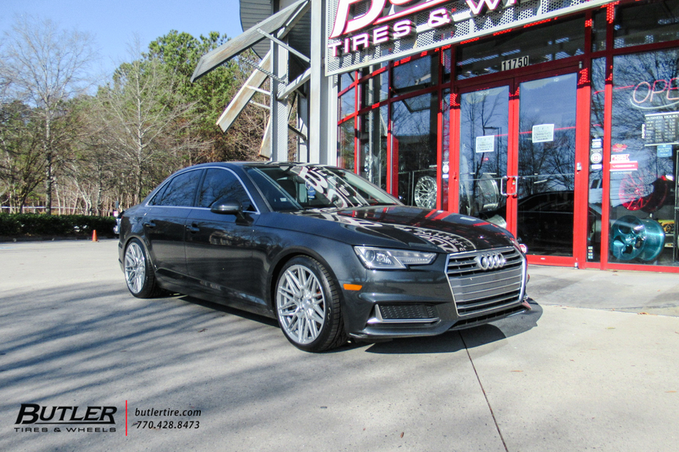 Audi A4 with 19in Vossen HF7 Wheels KW Lowering Springs and Continental ...