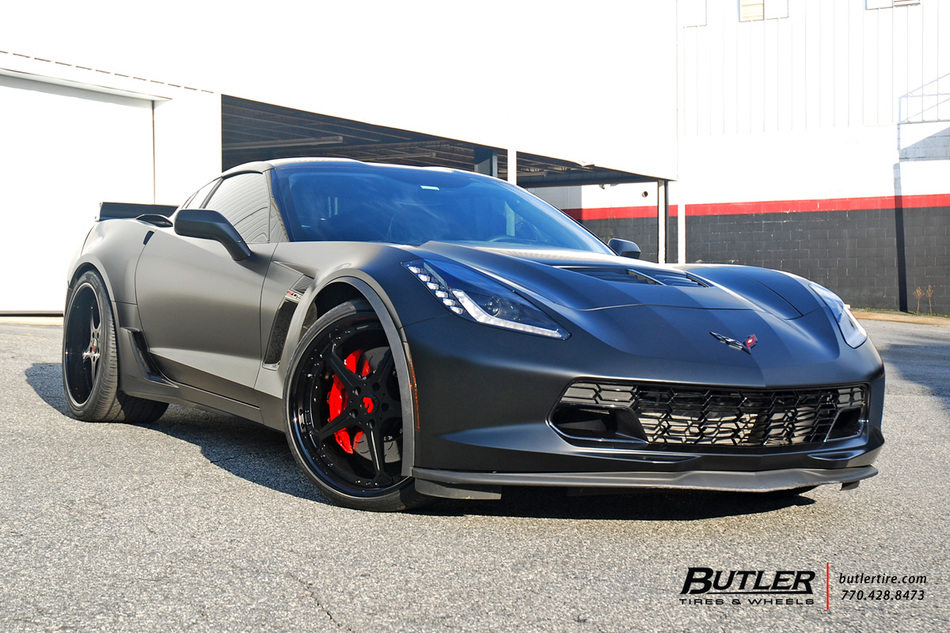 Matte Black Chevy C7 Corvette on Custom 21in Forgiato Quinto Wheels ...