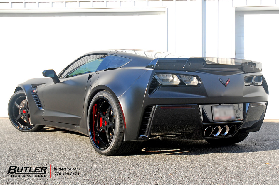 Matte Black Chevy C7 Corvette on Custom 21in Forgiato Quinto Wheels ...