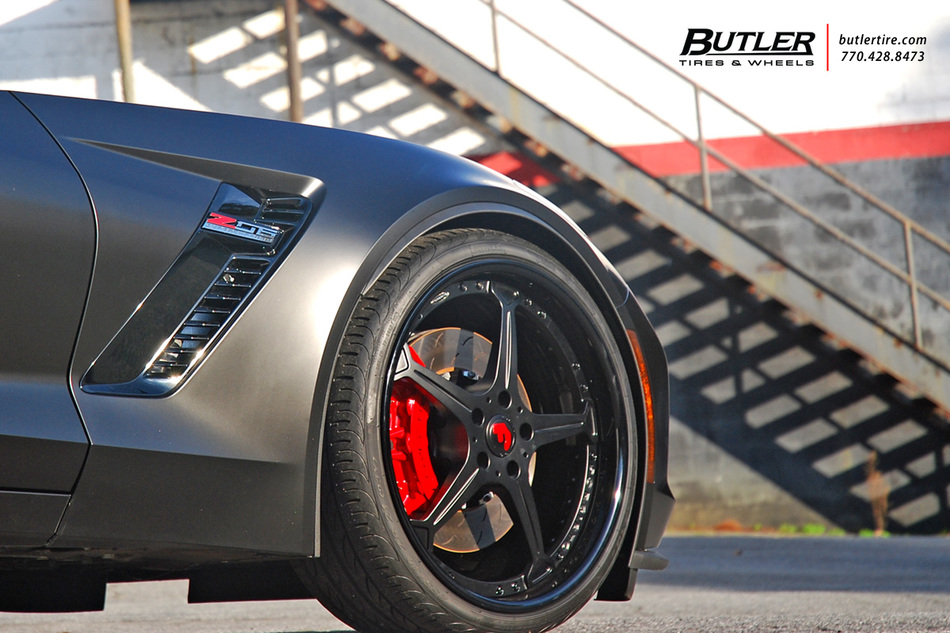 Matte Black Chevy C7 Corvette on Custom 21in Forgiato Quinto Wheels ...