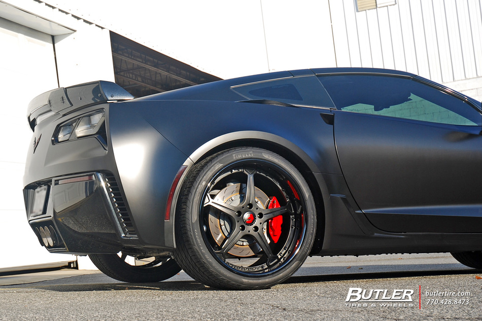 Matte Black Chevy C7 Corvette on Custom 21in Forgiato Quinto Wheels ...